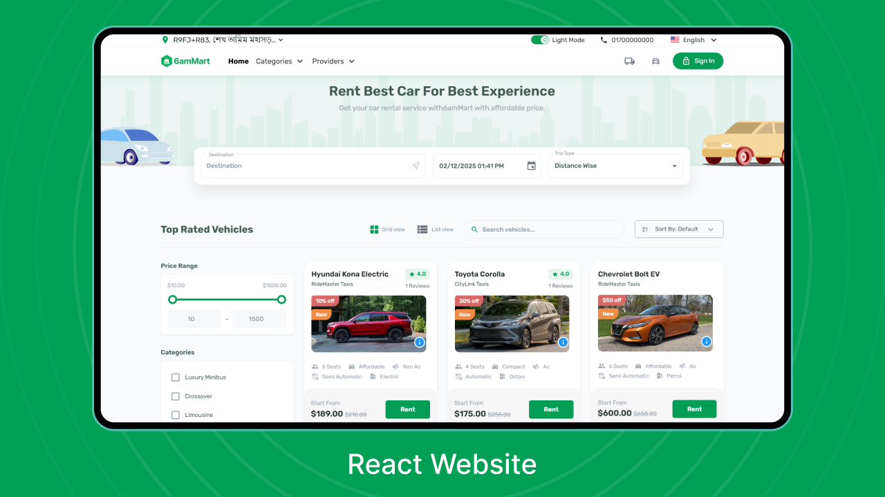 6amMart Car Rental Module Addon by sixamtech | CodeCanyon