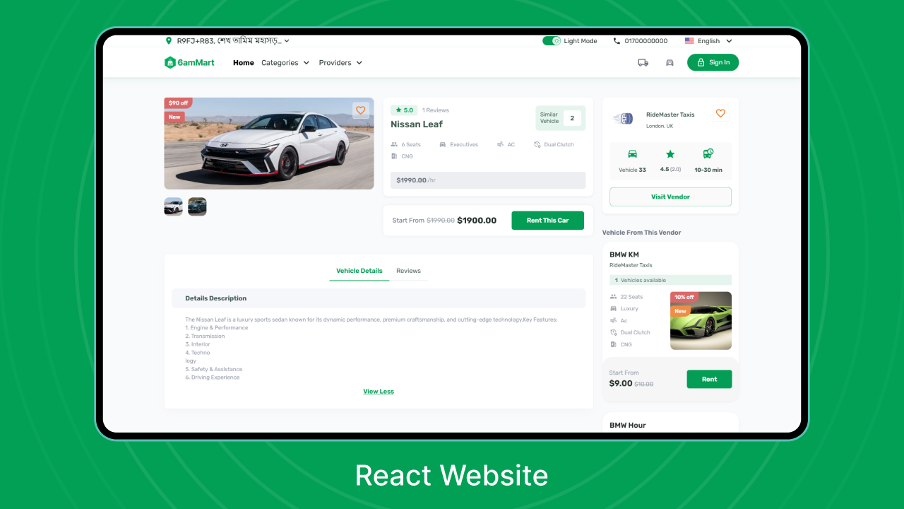 6amMart Car Rental Module Addon by sixamtech | CodeCanyon