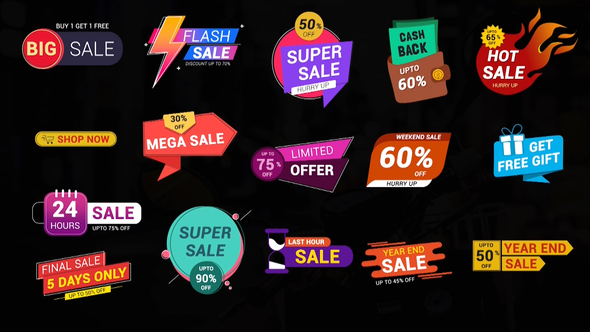 Modern Sale Labels & Badges Pack, Premiere Pro Templates | VideoHive