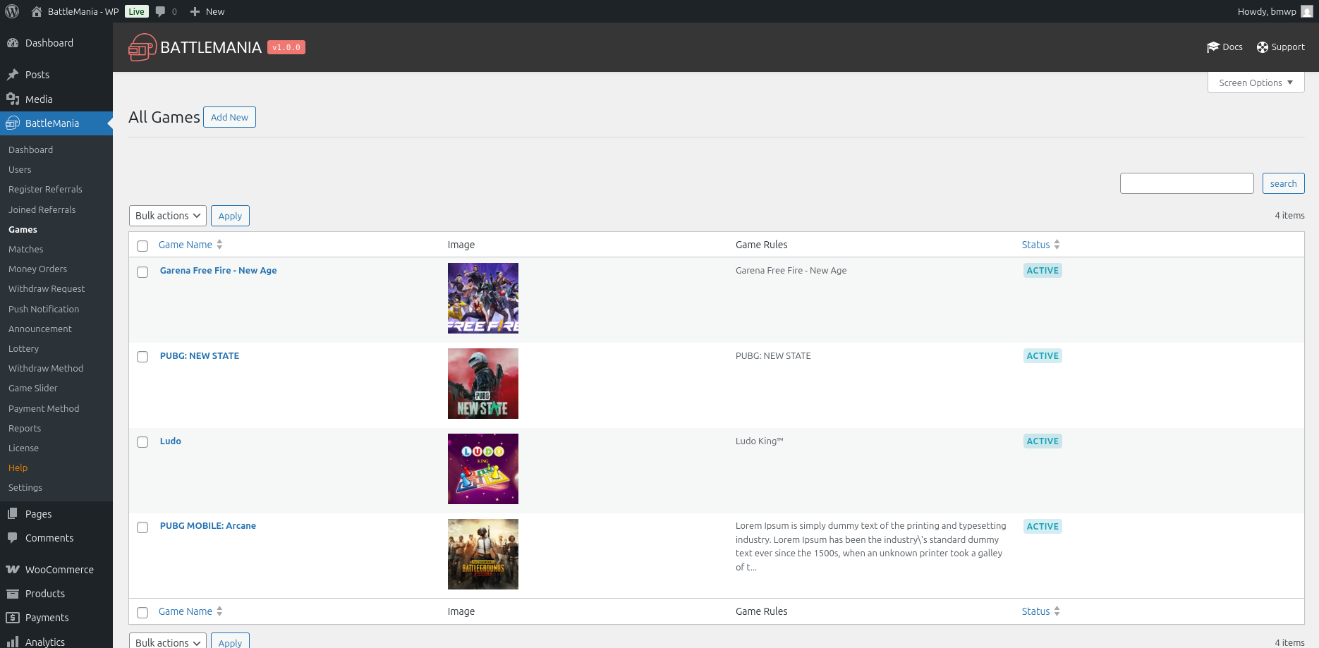BattleMania WordPress Plugin - Esports Tournament Manager for PUBG / Free Fire / COD by ...