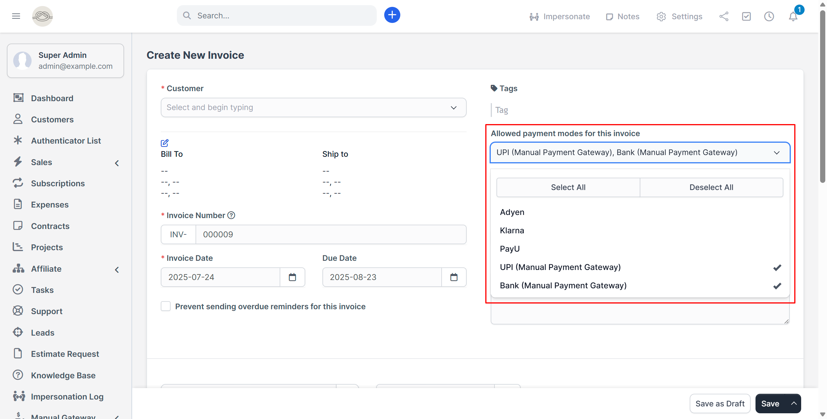 Custom & Offline Payment Gateway Module for Perfex CRM (Manual Gateway ...