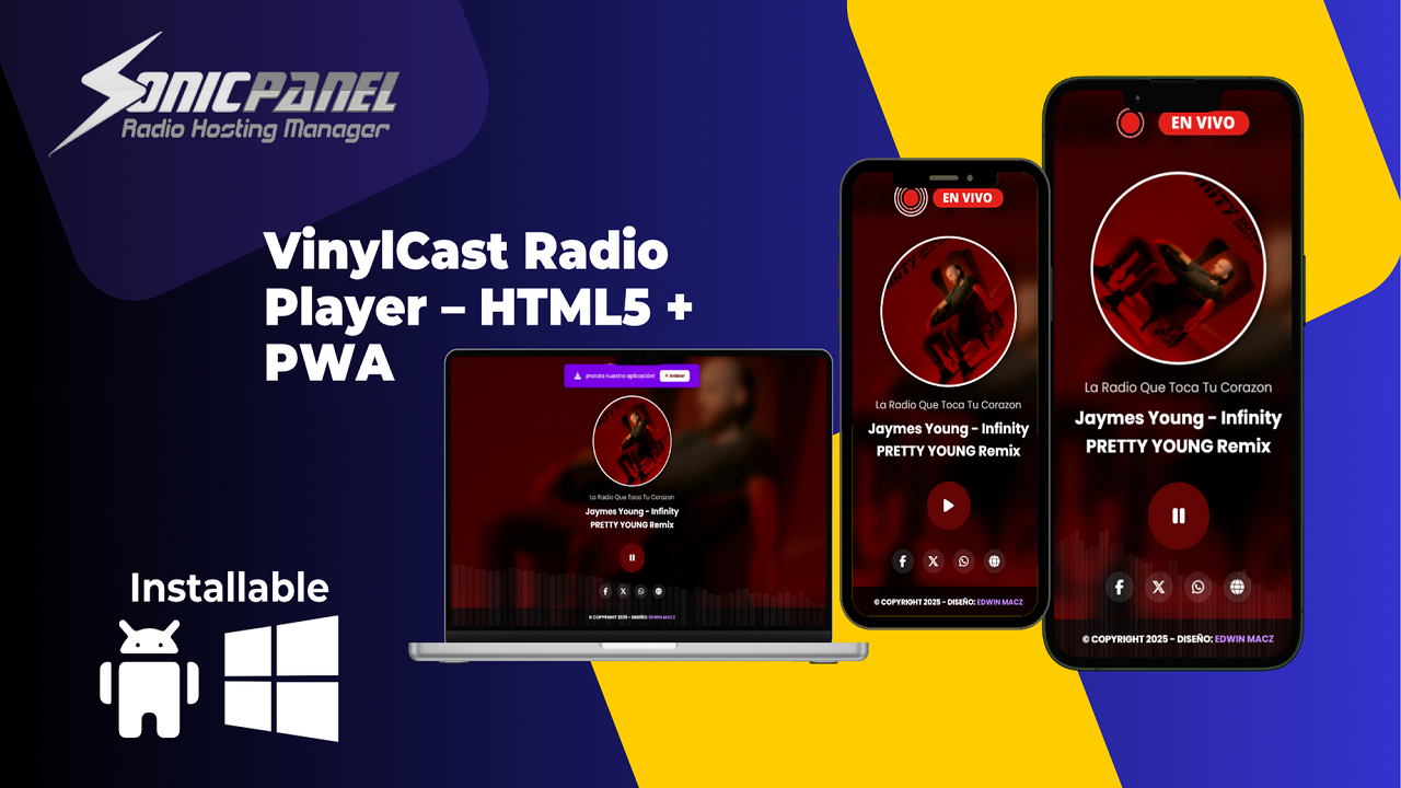 VinylCast Radio Player – HTML5 + PWA by maczgt | CodeCanyon