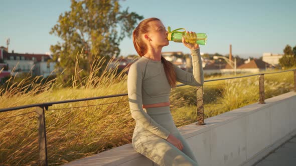 Sport and Fitness Young Adult Caucasian Woman Sitting Resting After ...