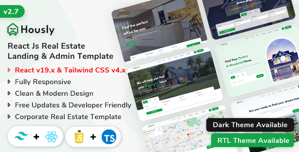 Hously - React Js Real Estate Landing & Admin Dashboard Template ...