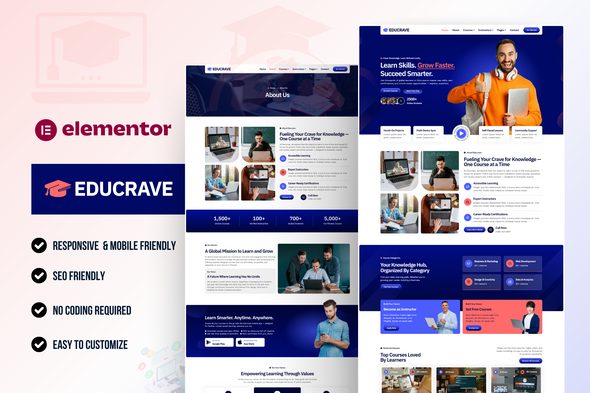 Educrave - Online Courses & Education Elementor Pro Template Kits by ...