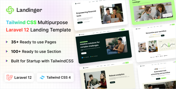 Landinger – Tailwind CSS Multipurpose Laravel 12 Landing Page Template ...