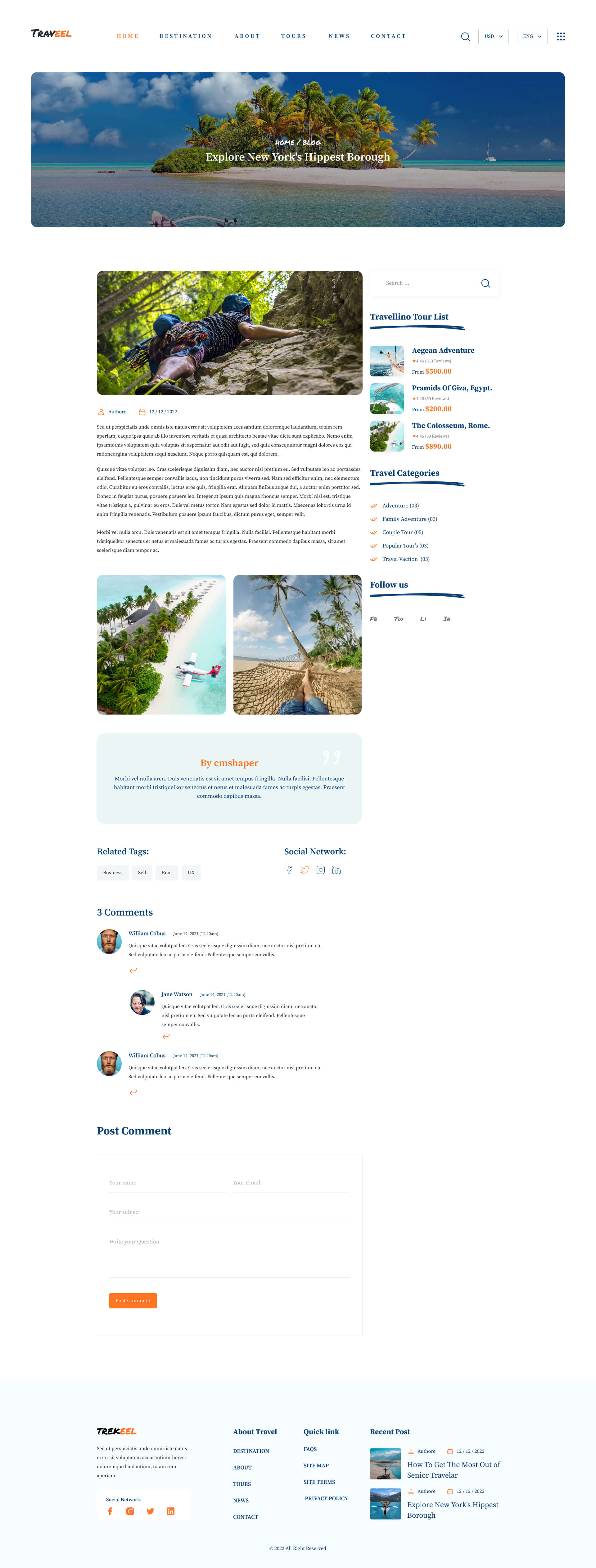 Trekeel-Tours & Travels Agency XD Template by cmshaper | ThemeForest