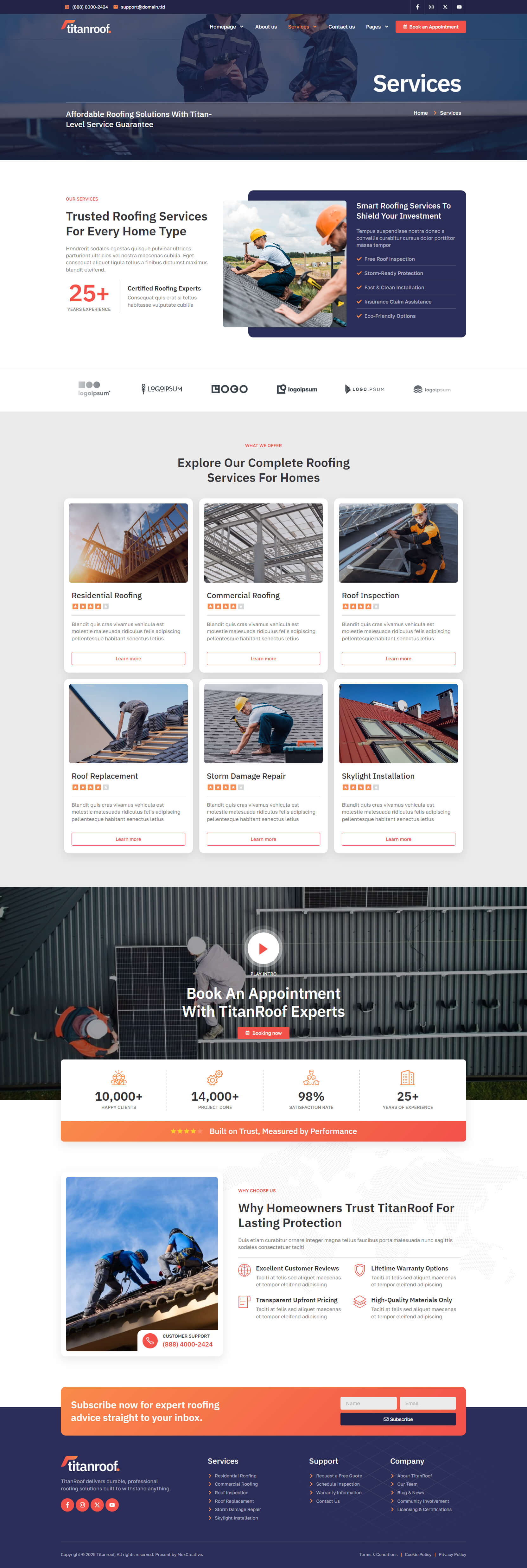 TitanRoof - Roofing Services Elementor Pro Template Kit by moxcreative
