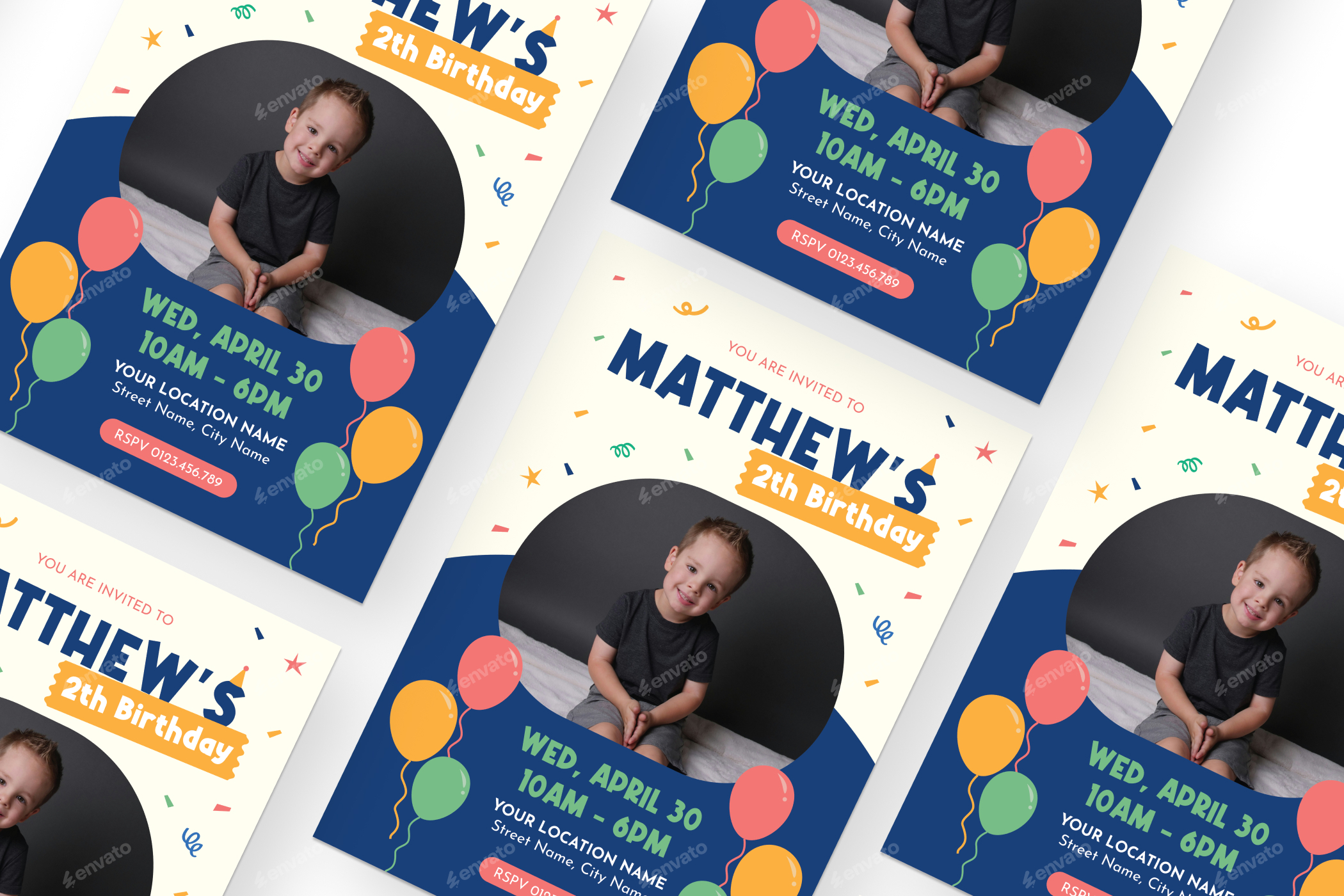Ballons Birthday Invitation, Print Templates | GraphicRiver