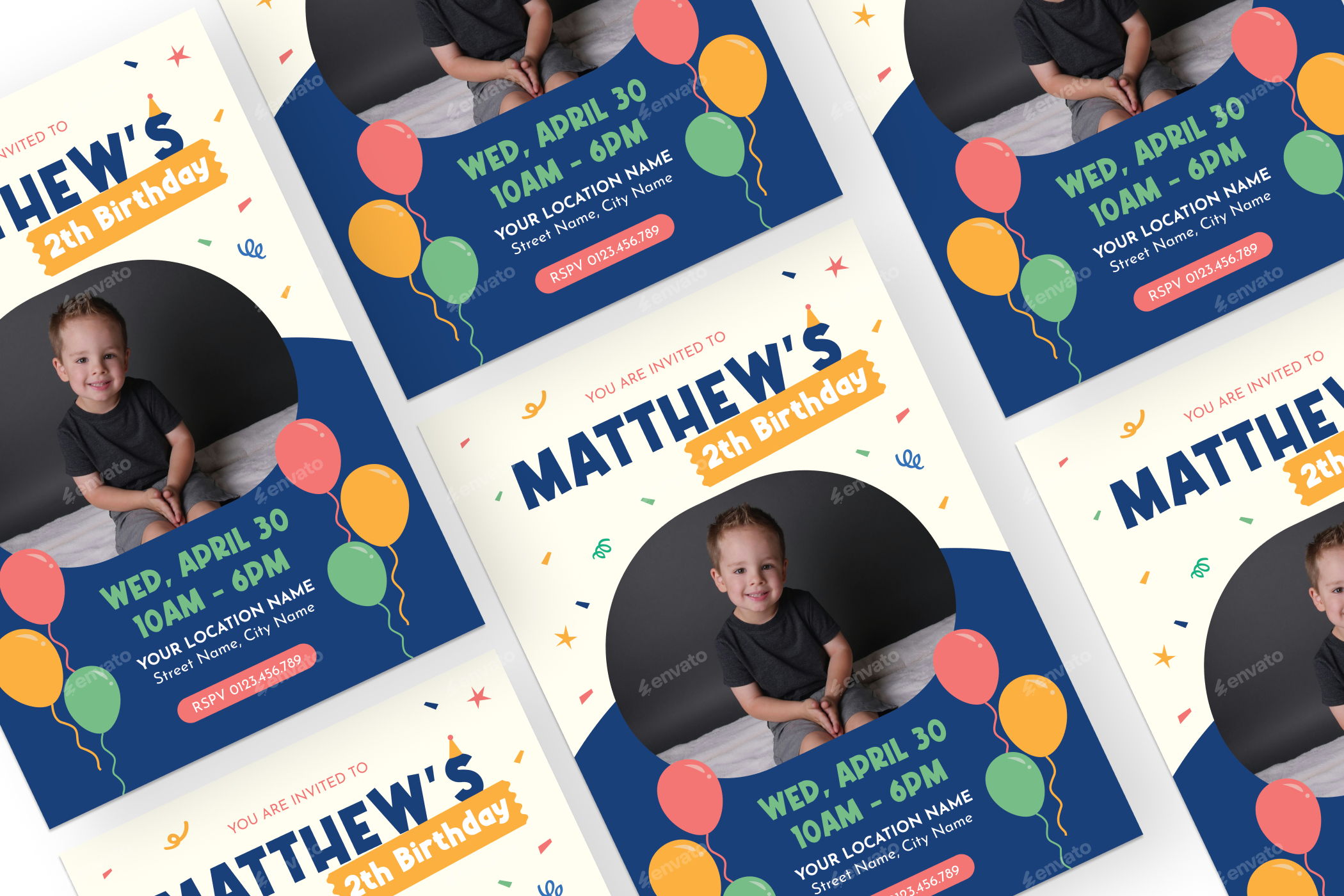 Ballons Birthday Invitation, Print Templates | GraphicRiver