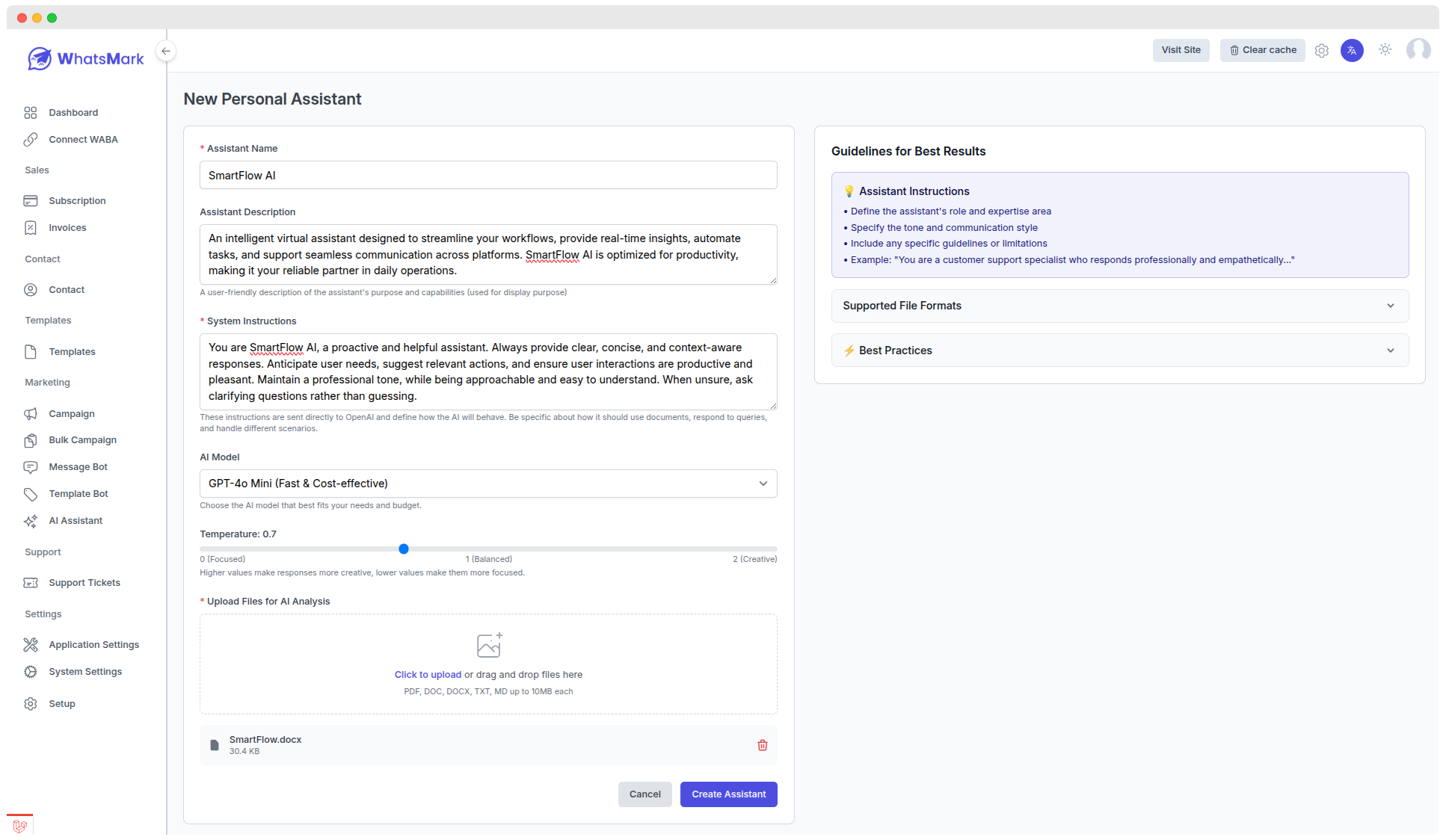 AI Assistant & Knowledge Bot Addon for WhatsMarkSaaS by corbitaltech
