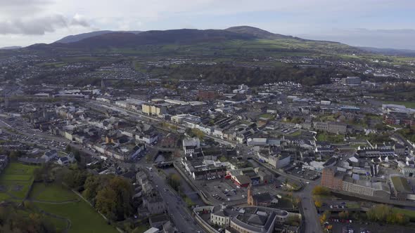 Aerial flyover of Newry city in Northern Ireland, Stock Footage | VideoHive