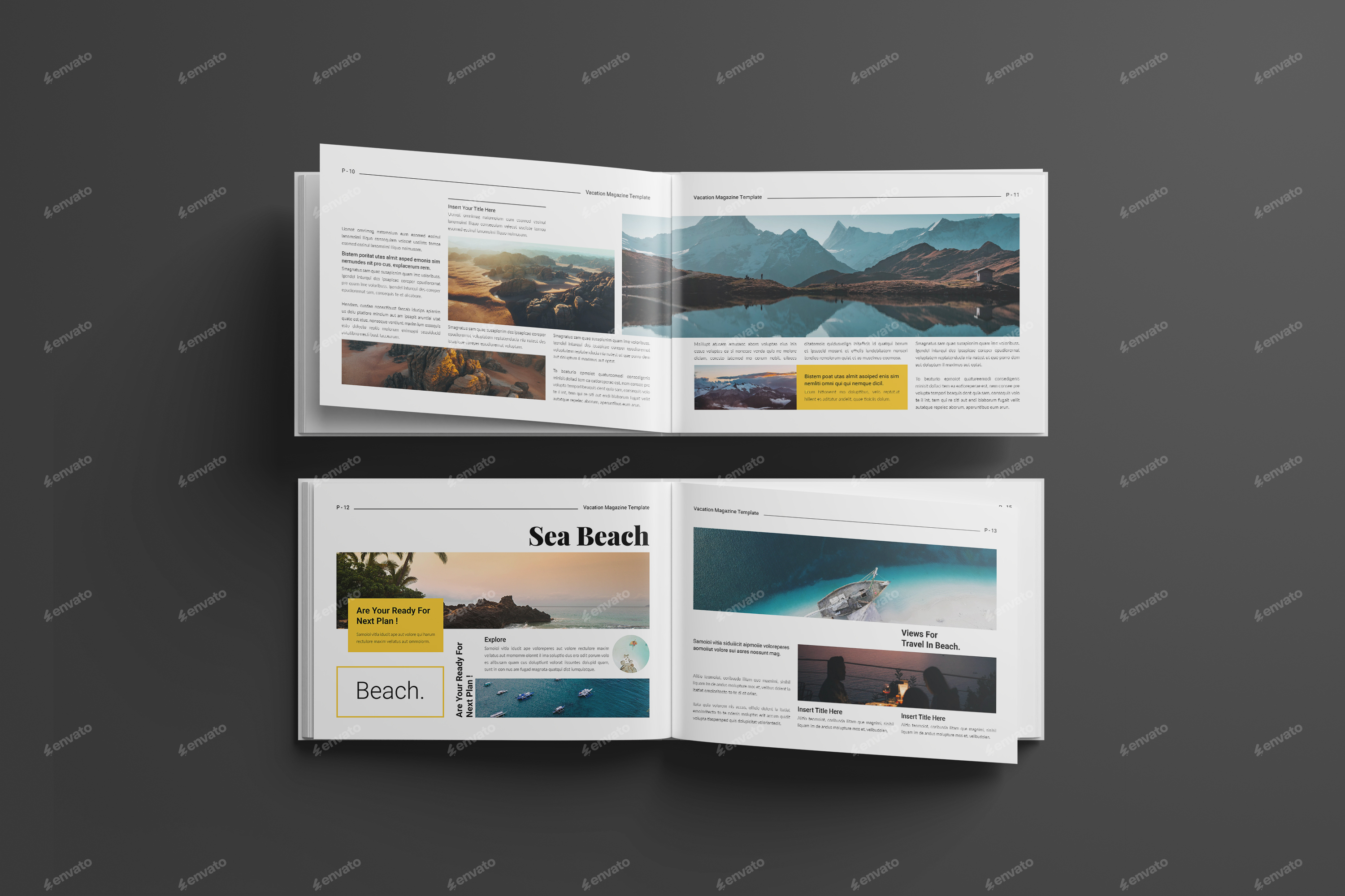 Travel & Vacation Magazine Template Landscape, Print Templates ...