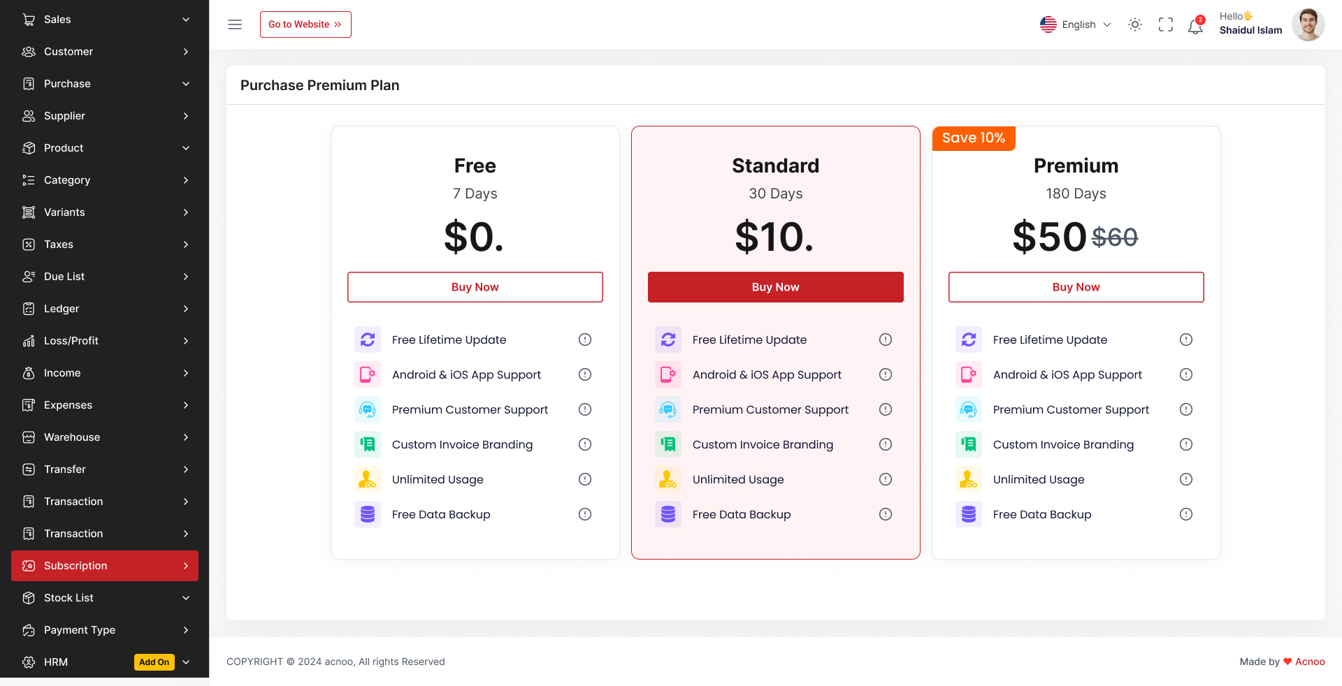 POS Pro - Advanced POS & Inventory Management System add-on | POS SaaS Solution by Acnoo