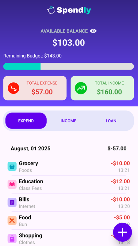 Spendly - Daily Expense Tracker & Monthly Budget Planner For Android with Ads | Android by ...