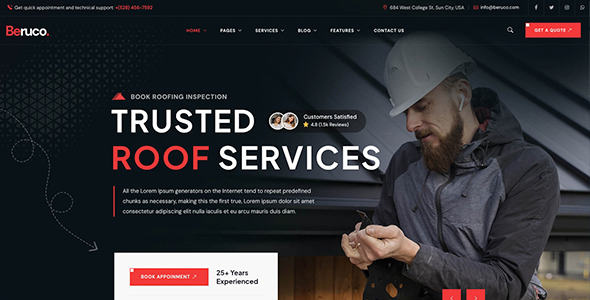 Beruco - Roofing Services WordPress Theme by zozothemes | ThemeForest