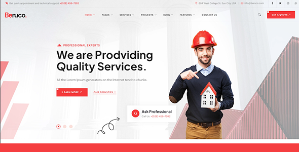 Beruco - Roofing Services WordPress Theme by zozothemes | ThemeForest
