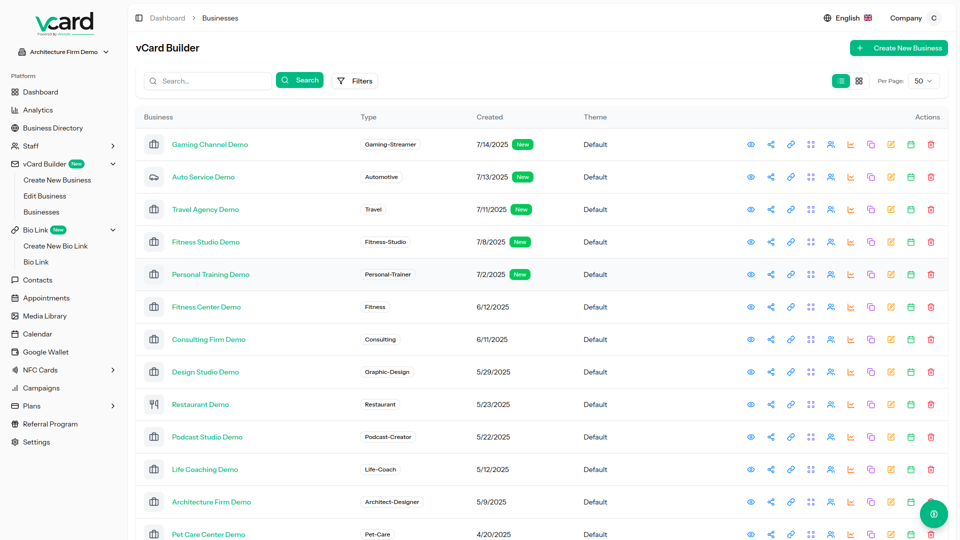 vCard SaaS - Digital Business Card Builder - Bio Links Builder by WorkDo
