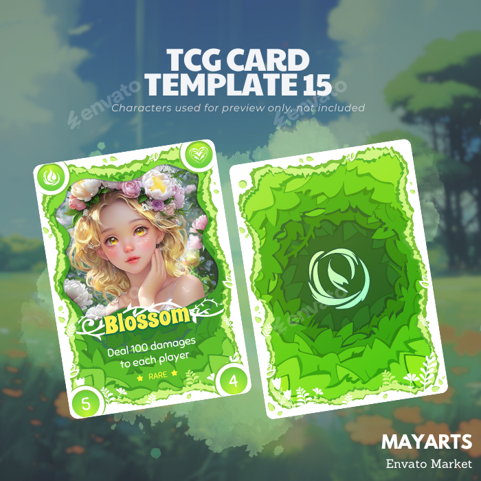 TCG Card Template 15 | Natural Theme, Game Assets | GraphicRiver