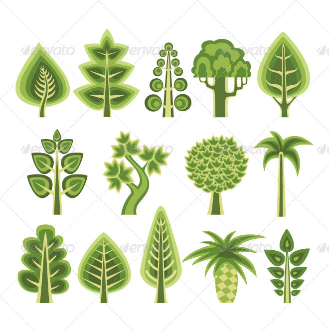 Vector Trees, Vectors | GraphicRiver