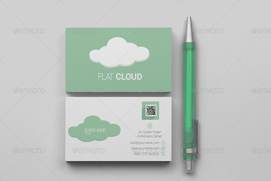 Flat Cloud Business Card , Print Templates | GraphicRiver