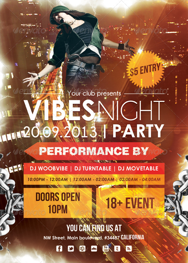 Vibes Night - Flyer, Print Templates | GraphicRiver