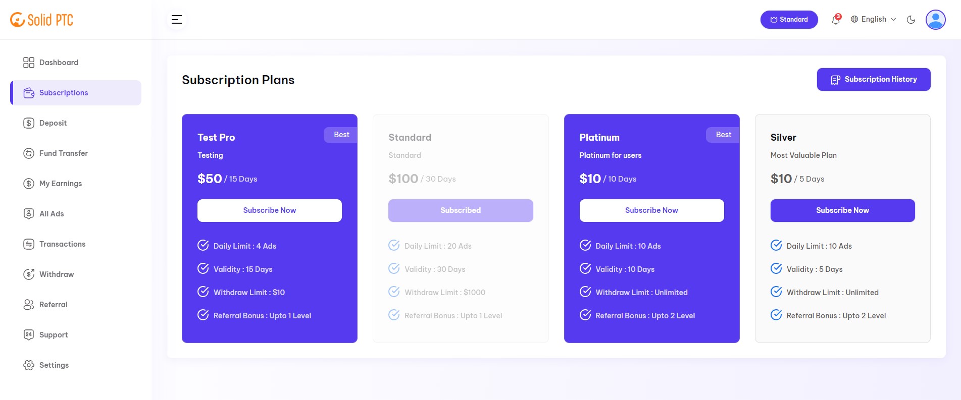 Solid PTC - Advanced Pay Per Click Platform by tdevs | CodeCanyon