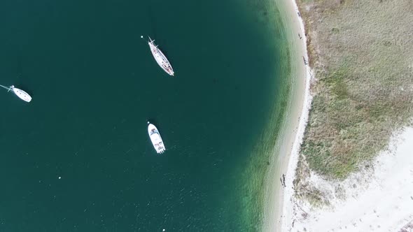 Aerial View Of Lighthouse Beach In Edgartown, Massachusetts With ...