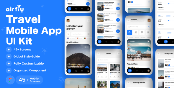Airfly - Travel Mobile App UI Kit by pixleslab | ThemeForest