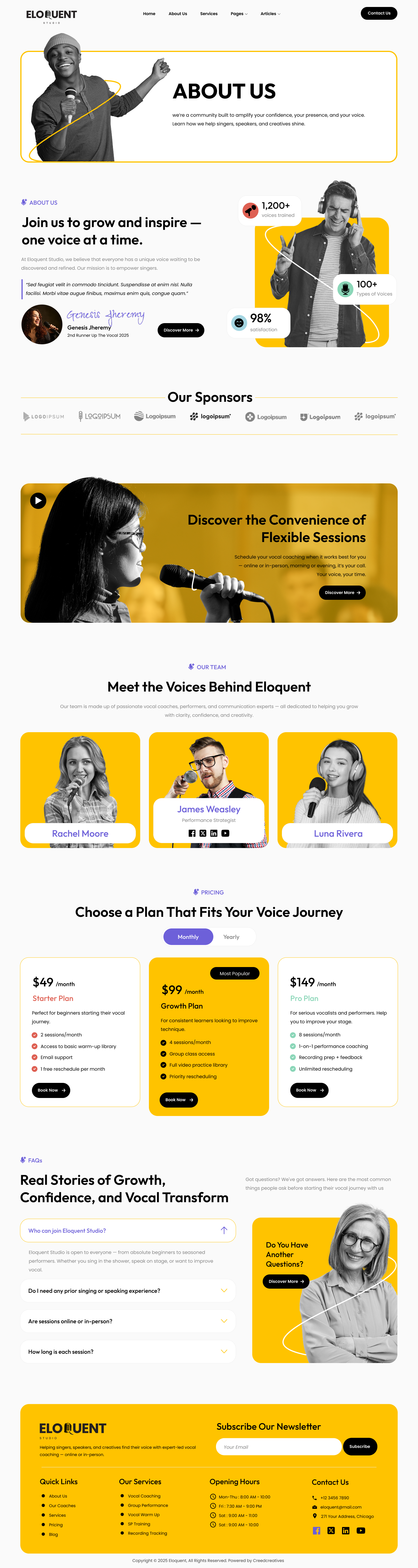 Eloquent - Vocal Coaching Figma Template Kit by creedcreatives ...