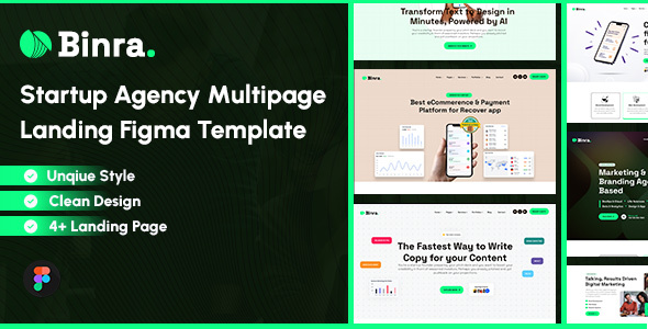 Binra - Startup Agency Figma Landing Page Template by UserThemes ...