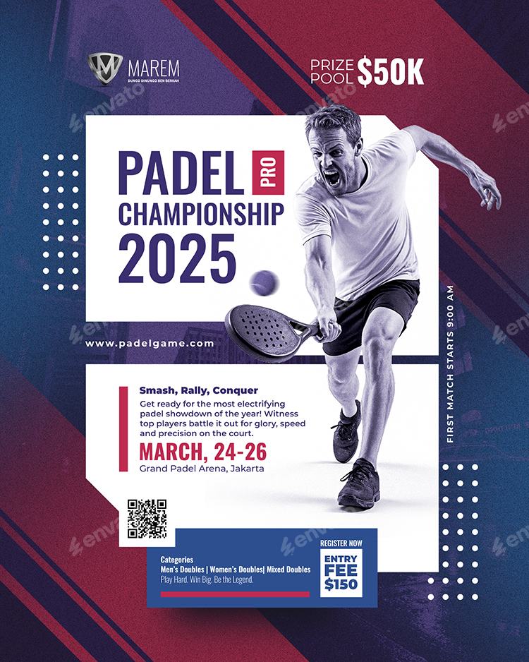 Padel Game Flyer and Social Media, Print Templates | GraphicRiver