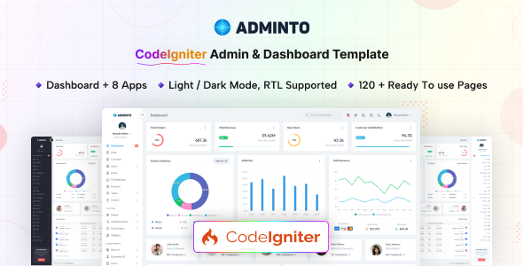 Adminto - CodeIgniter Admin Dashboard Template by coderthemes | ThemeForest