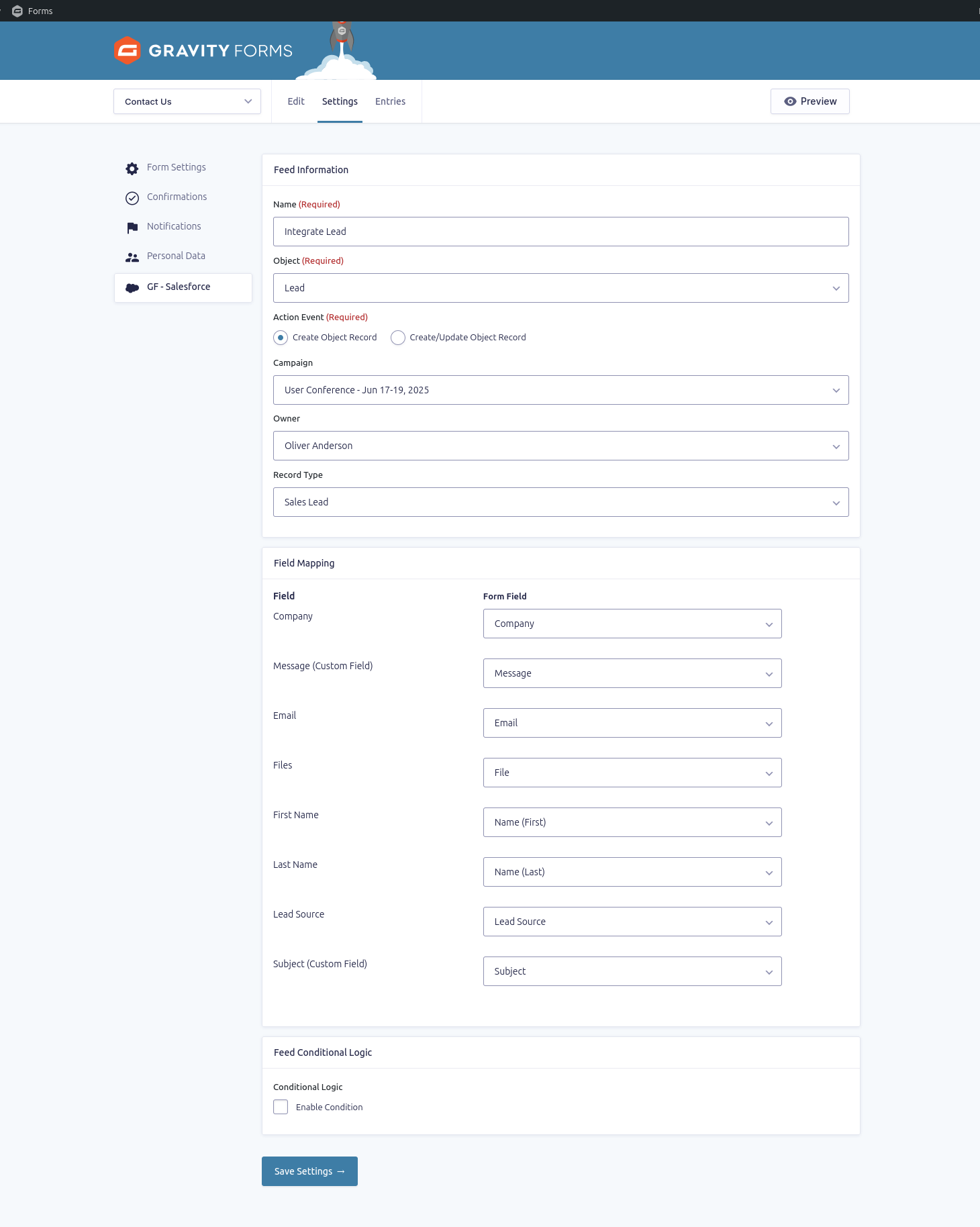Gravity Forms Salesforce Integration Enhanced By Obtaincode Codecanyon