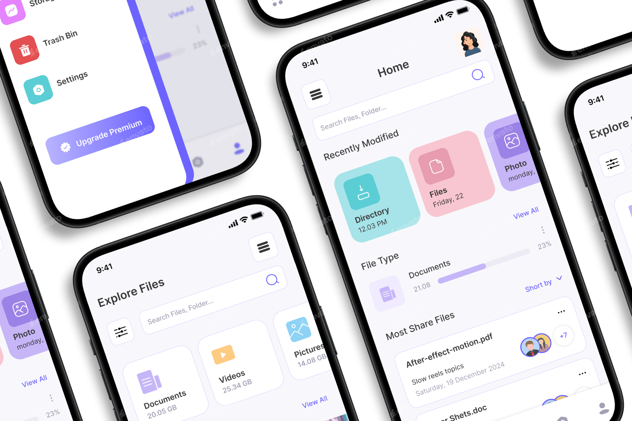 Cloud Storage - Mobile App UI Kit, Web Elements | GraphicRiver
