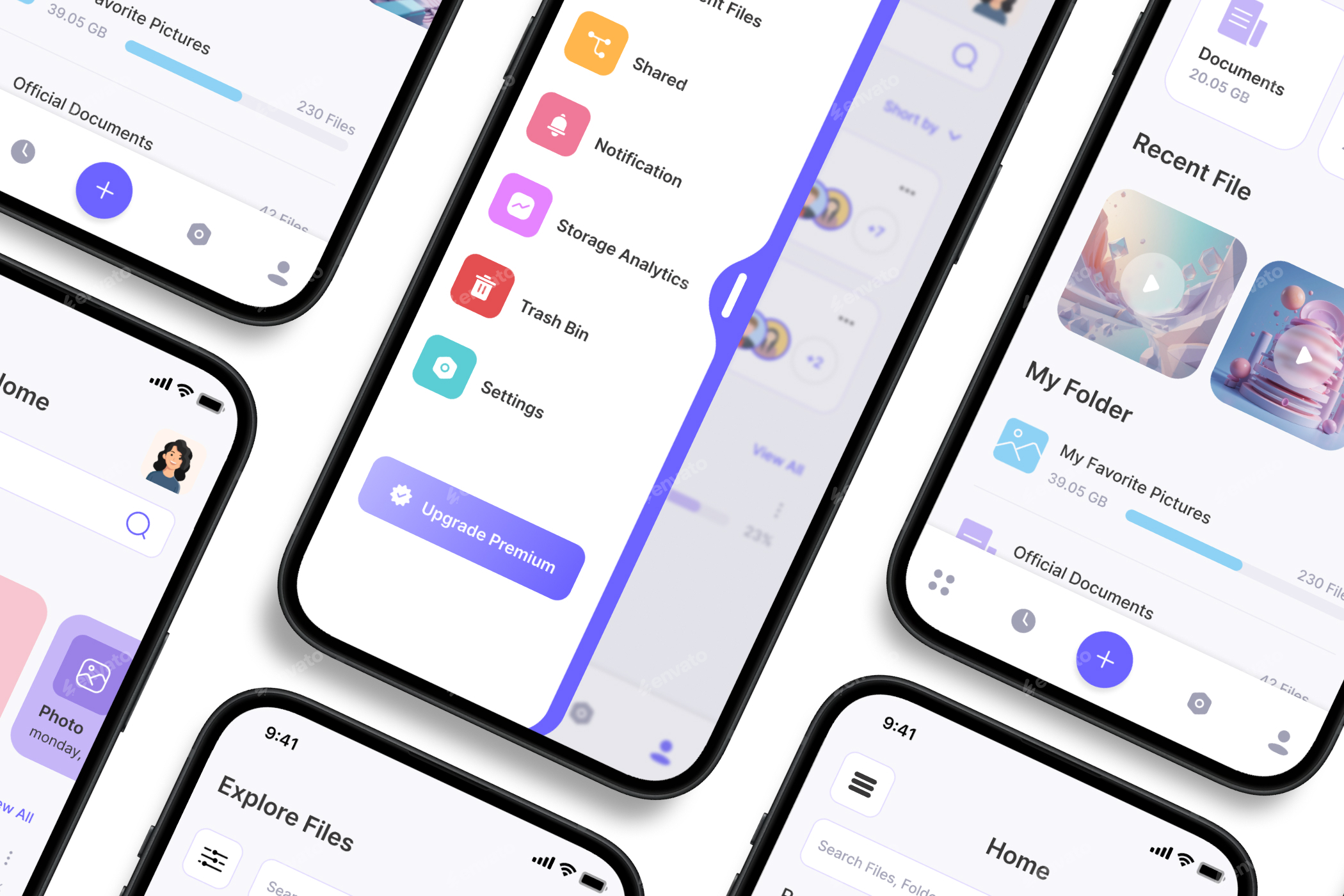 Cloud Storage - Mobile App UI Kit, Web Elements | GraphicRiver