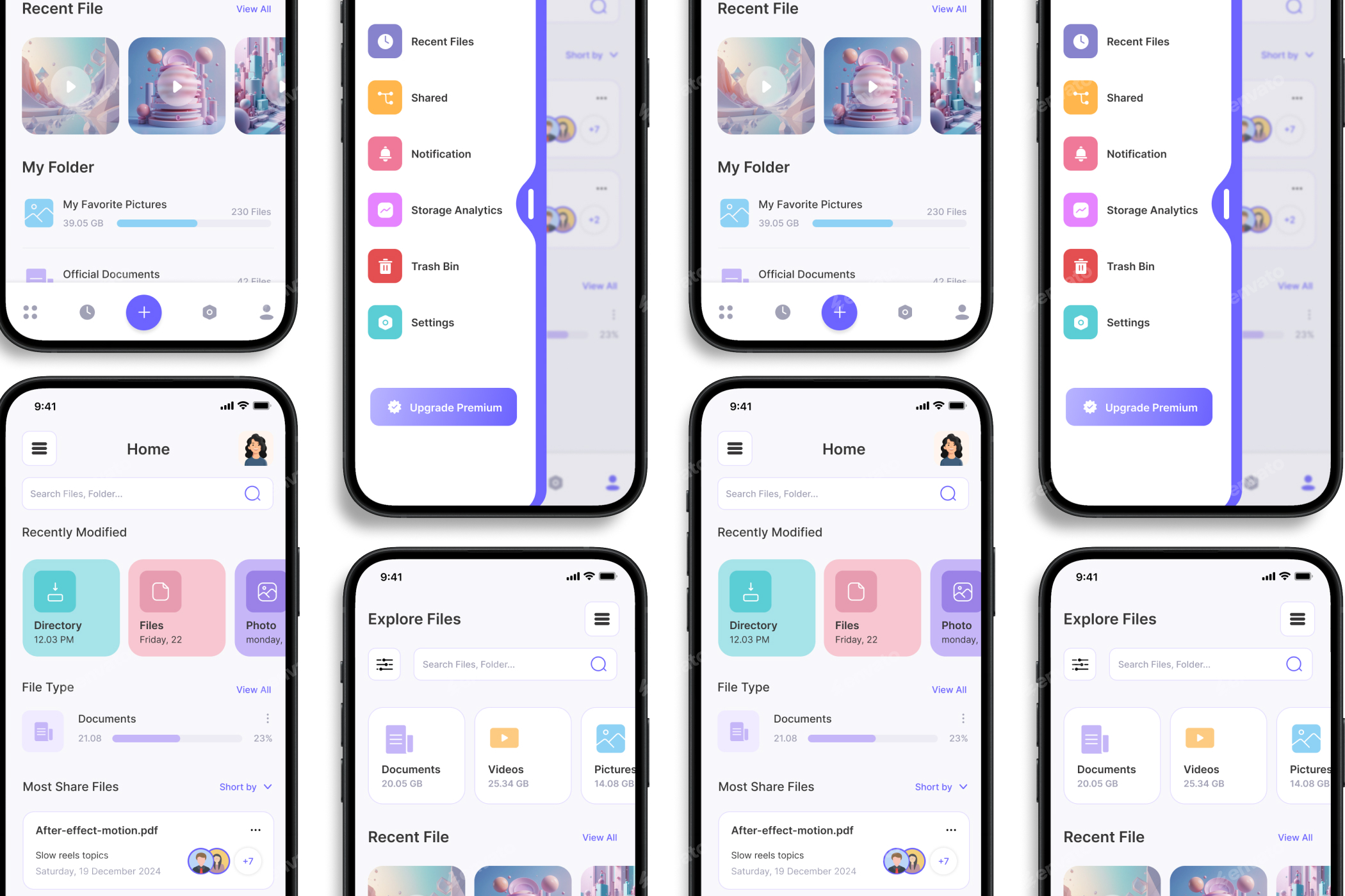 Cloud Storage - Mobile App UI Kit, Web Elements | GraphicRiver