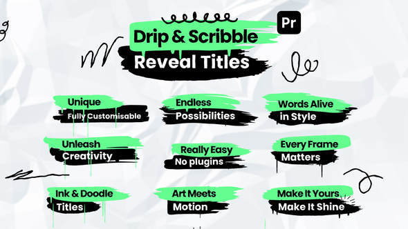Drip & Scribble Reveal Titles for Premiere Pro, Premiere Pro Templates