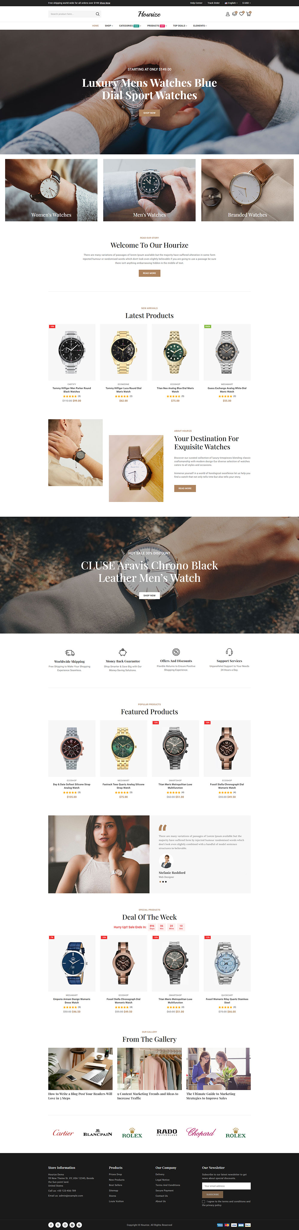 Hourize - Wrist Watch Store Prestashop Responsive Theme by codezeel
