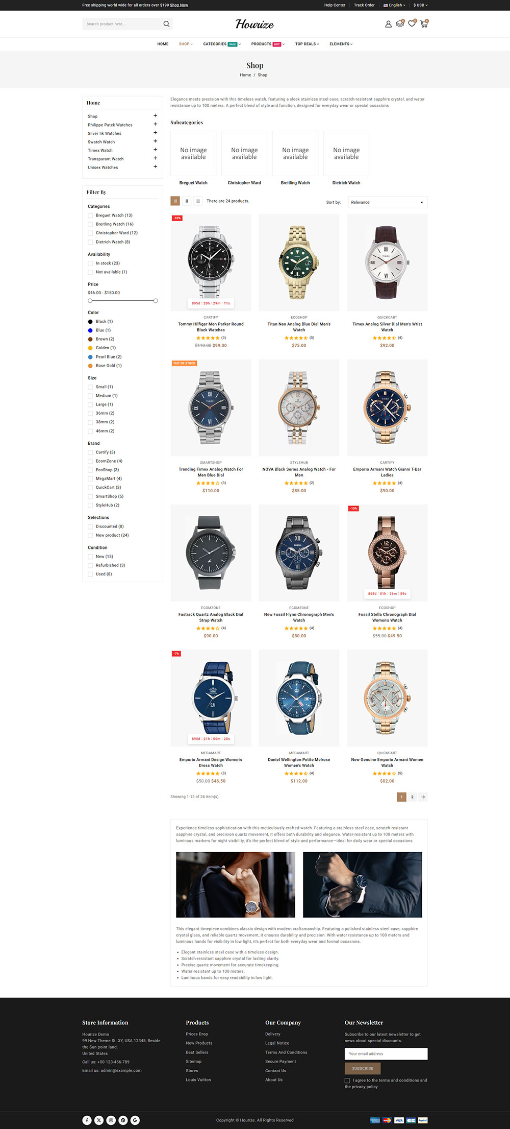 Hourize - Wrist Watch Store Prestashop Responsive Theme by codezeel