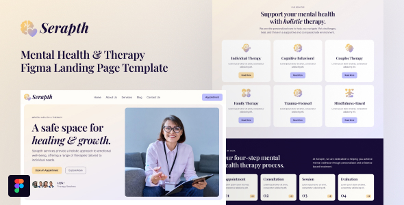 Serapth – Mental Health & Therapy Figma Landing Page Template by ...