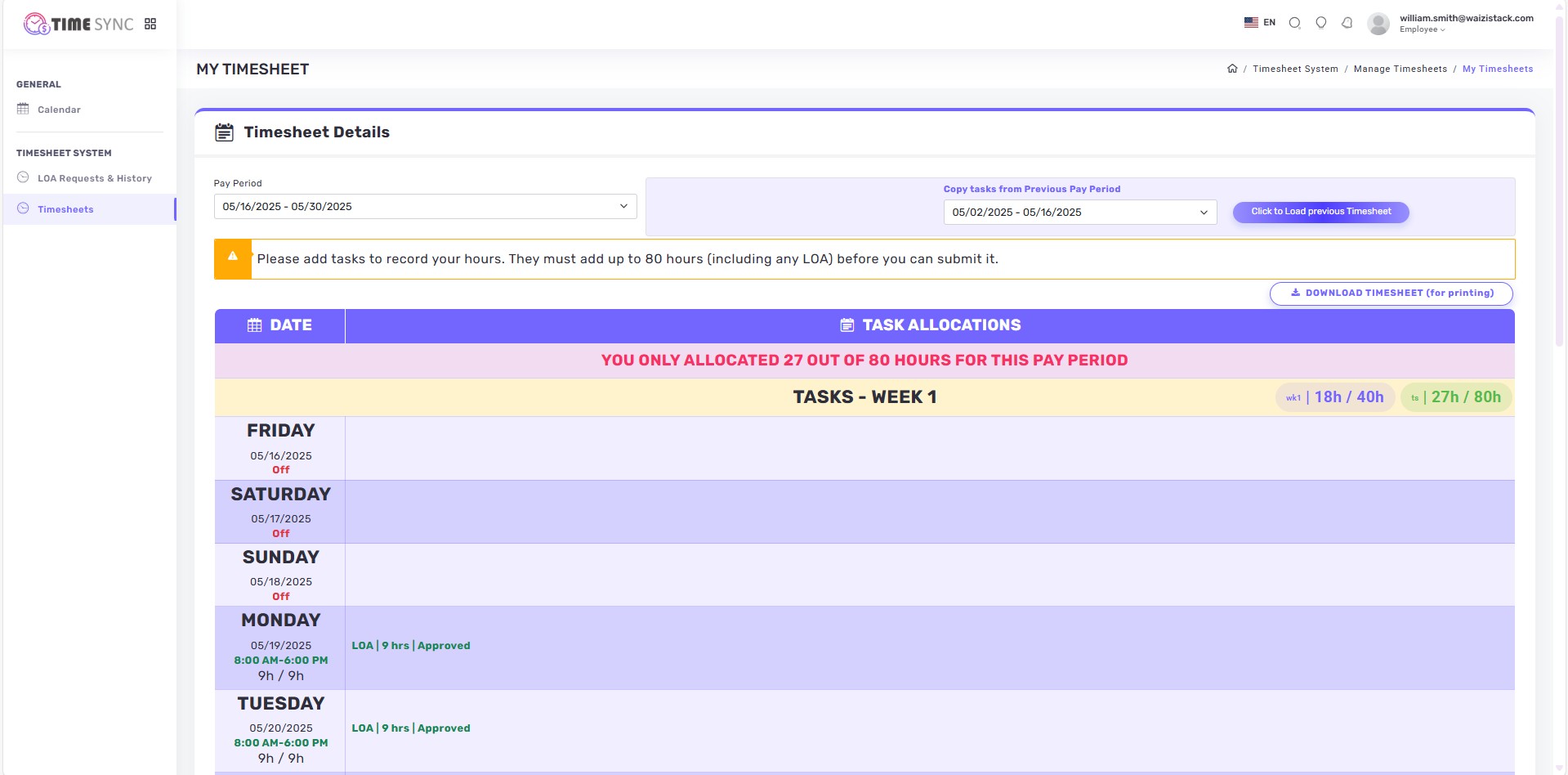 TimeSync – Timesheet & LOA Management (.NET 9 - Razor Pages - C#) by ...
