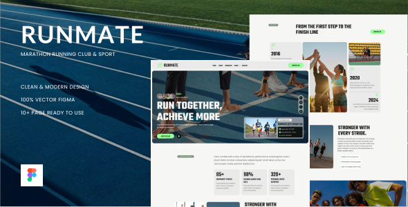 Runmate - Marathon Running Club & Sport Figma Template by Fox_Creation