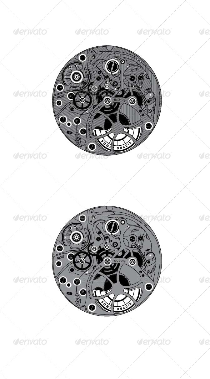 Detailed clockwork Swiss watch, Vectors | GraphicRiver