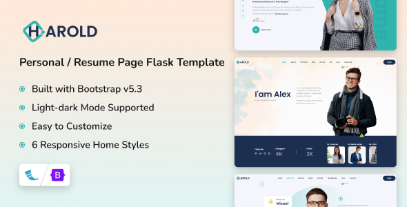 Harold - Personal Portfolio Flask Template by themesdesign | ThemeForest