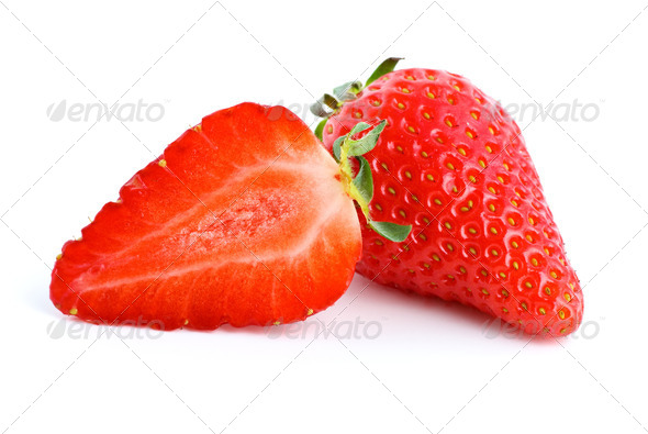 Ripe red strawberry. Whole and half Stock Photo by digitalr | PhotoDune
