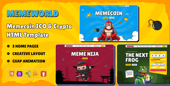 Memeworld - Memecoin ICO & Crypto HTML Template by bplugins | ThemeForest