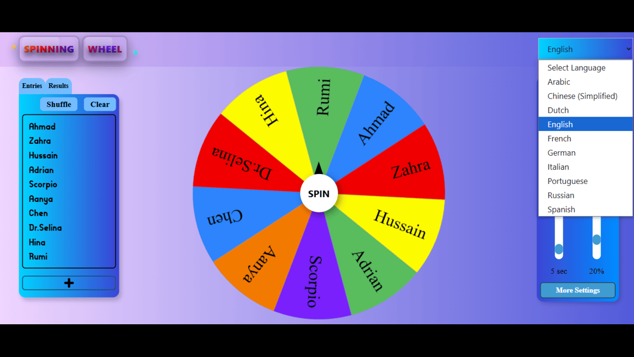 Spinning Wheel - Wheel on Names by CodeSmashars | CodeCanyon