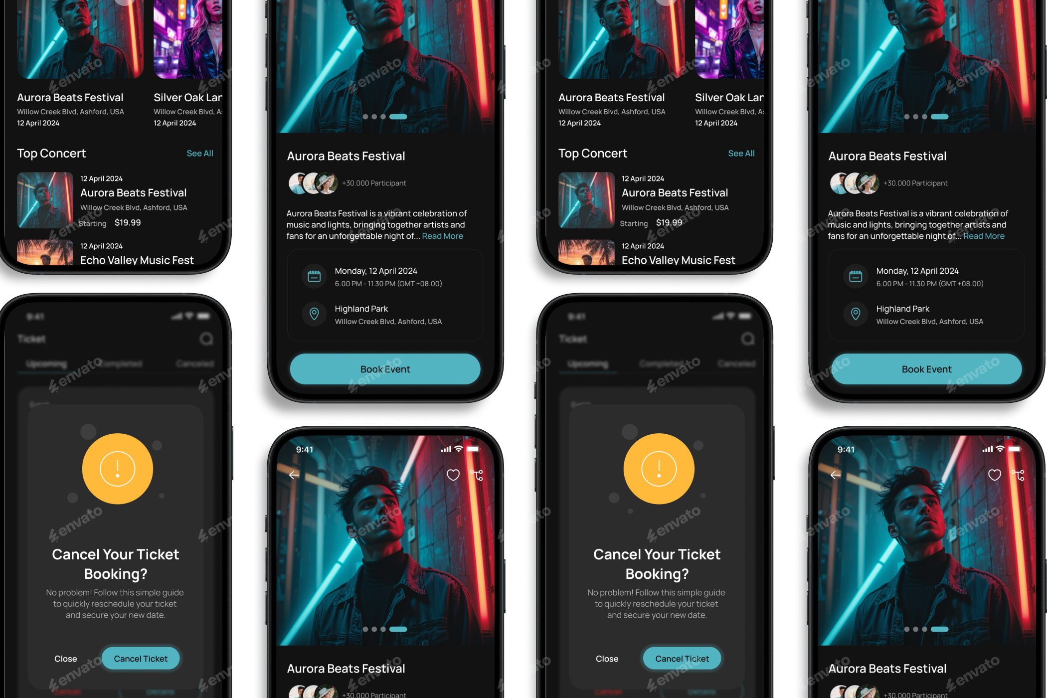 Event Ticket Booking - Mobile App UI Kit, Web Elements | GraphicRiver