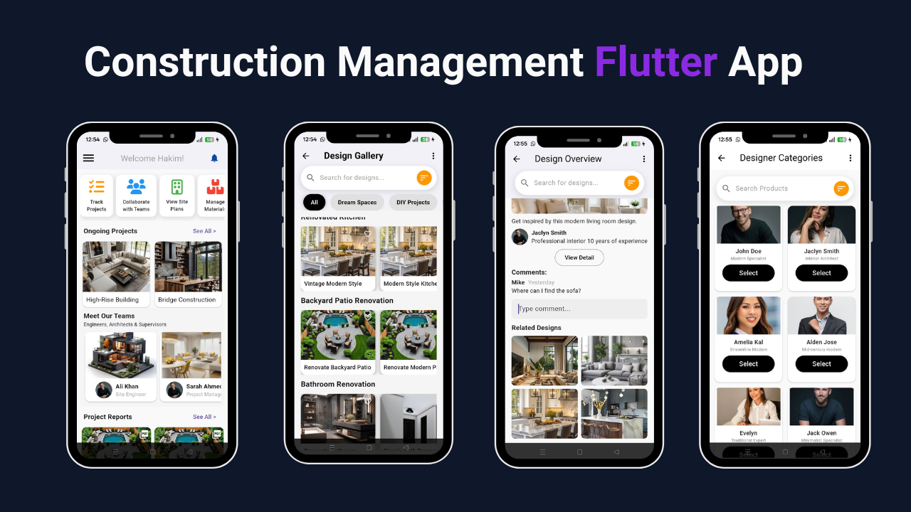 Flutter Construction Management App Template | Project Tracking, Team Collaboration & Reports by ...